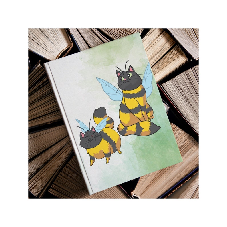 Cat Bees Christmas Green Background Lined Paper Notebook - Etsy