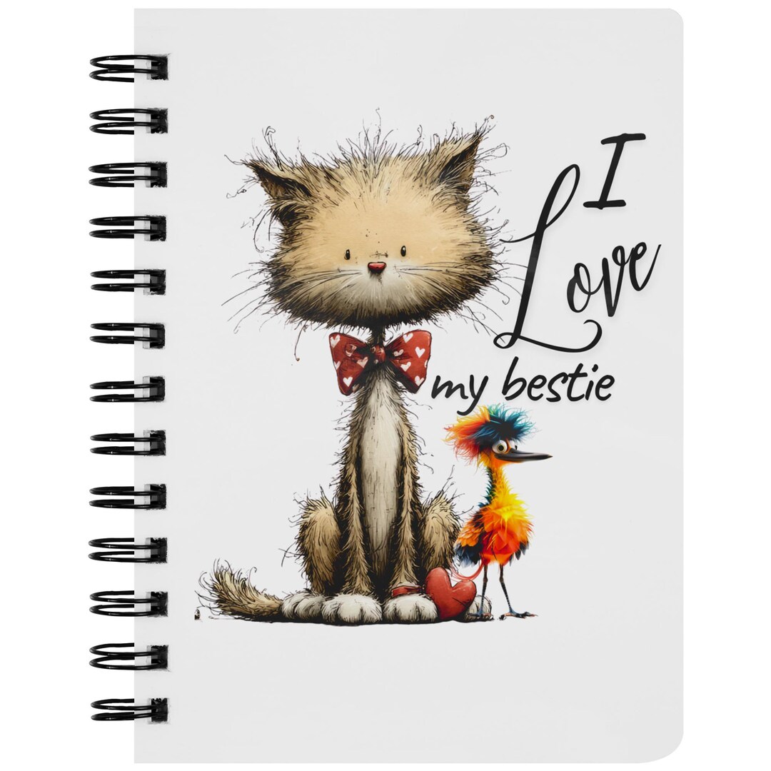 I Love My Bestie Spiral Notebook, Cute Friendship Journal, Whimsical ...