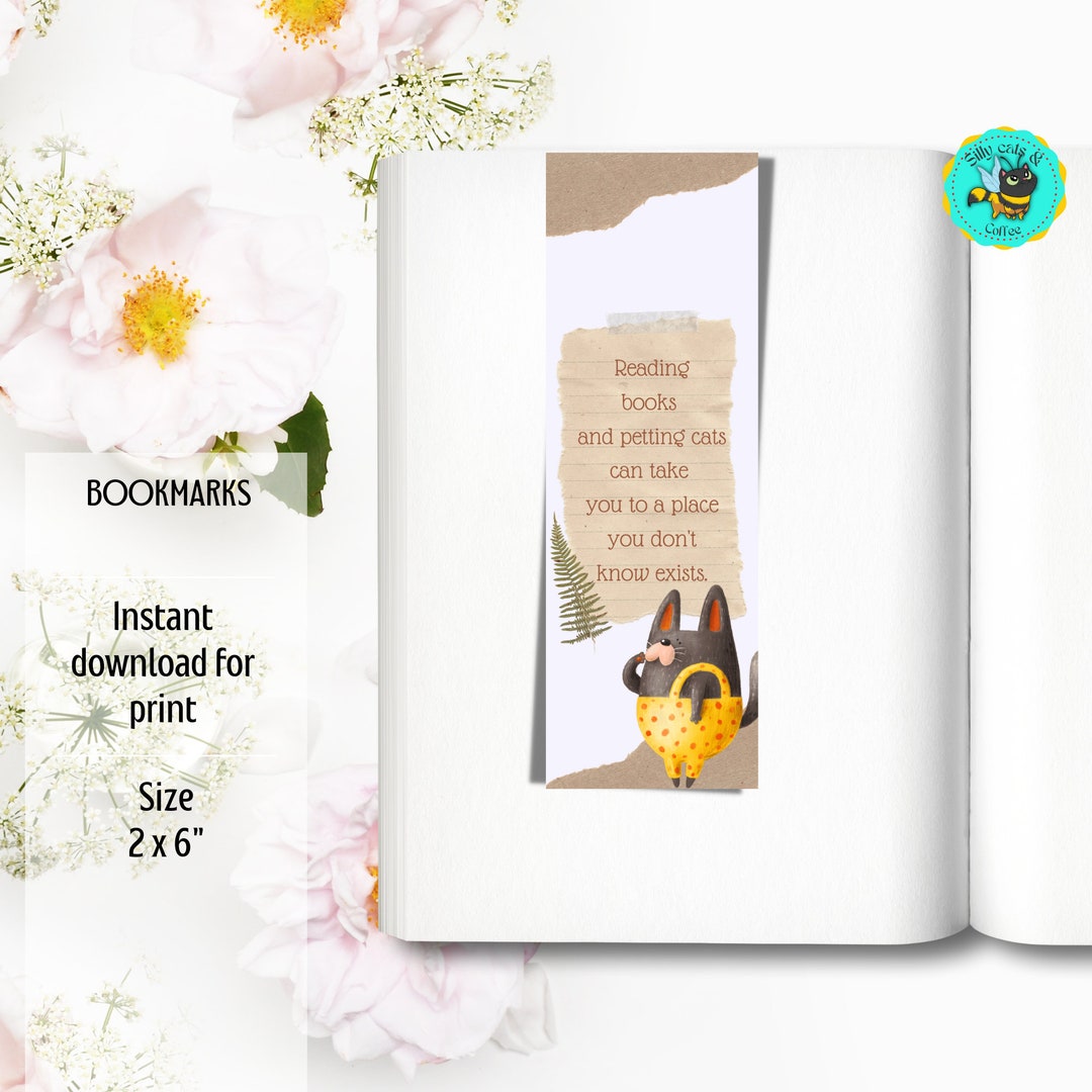 Cute Kawaii Cat Printable Bookmarks, Digital Download Print Ready, PNG ...
