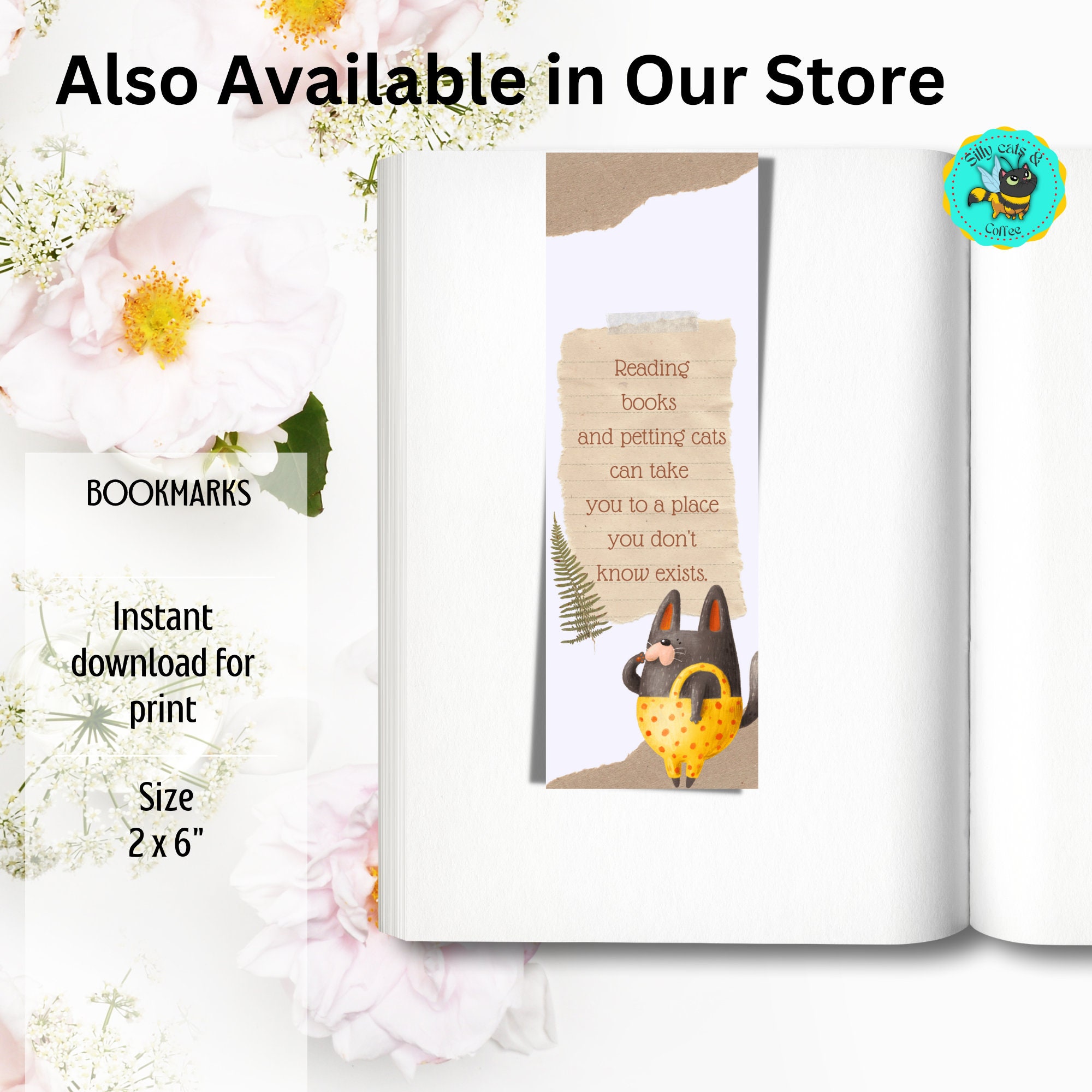 Cute Kawaii Cat Printable Bookmarks, Digital Download Print Ready, PNG ...