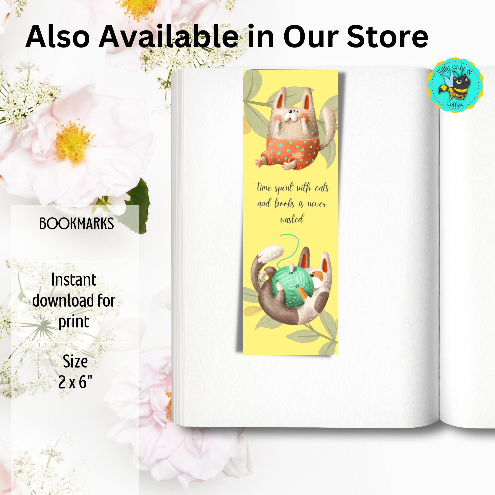 Cute Kawaii Cat Printable Bookmarks, Digital Download Print Ready, PNG ...