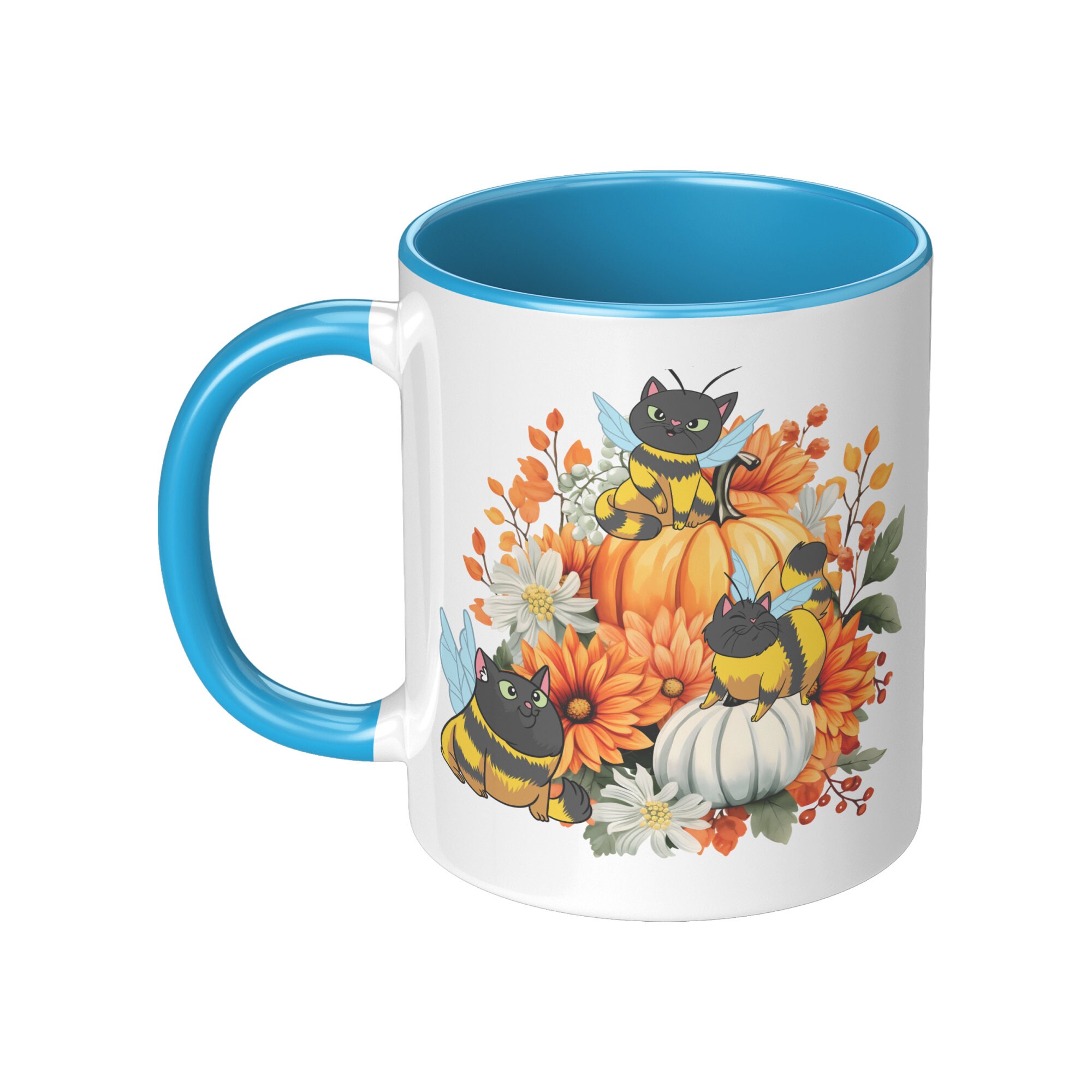 3 Cat Bees With Pumpkins Fall Themed 11 Oz Mug Cute Coffee - Etsy