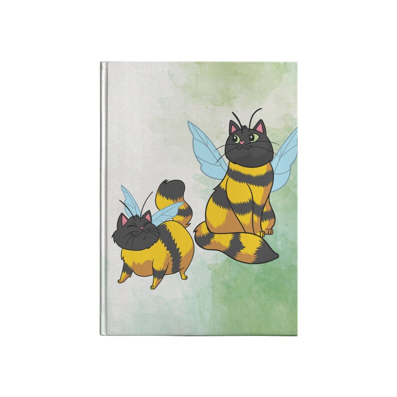 Cat Bees Christmas Green Background Lined Paper Notebook - Etsy