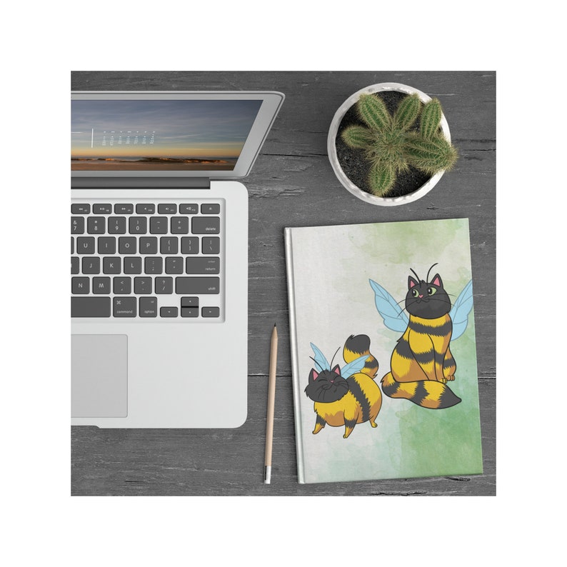 Cat Bees Christmas Green Background Lined Paper Notebook - Etsy