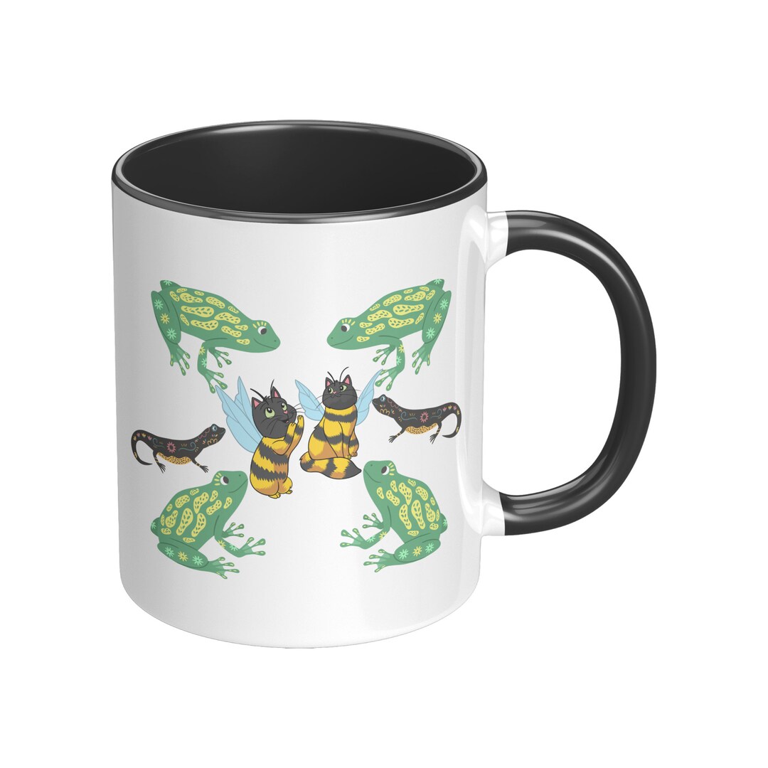 Cat Bees Green Frogs and Salamanders 11 Oz Mug Cute Mug for ...