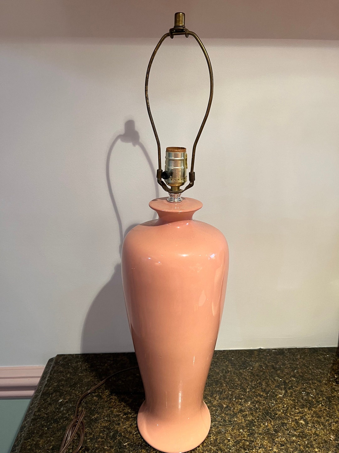 1980 Tall Ceramic Peach Table Lamp - Etsy