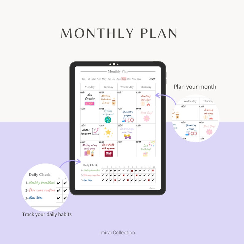 Student Digital Planner | Be Studious Undated Daily Planner | College ...