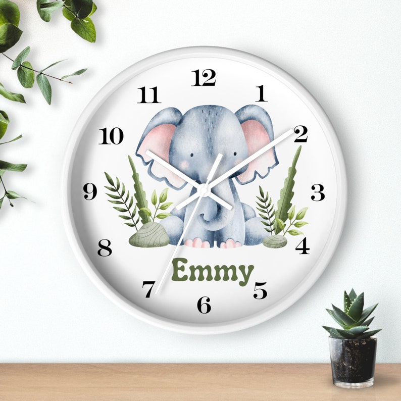 Personalized Elephant Clock Kids Wall Decor Elephant Theme Room ...