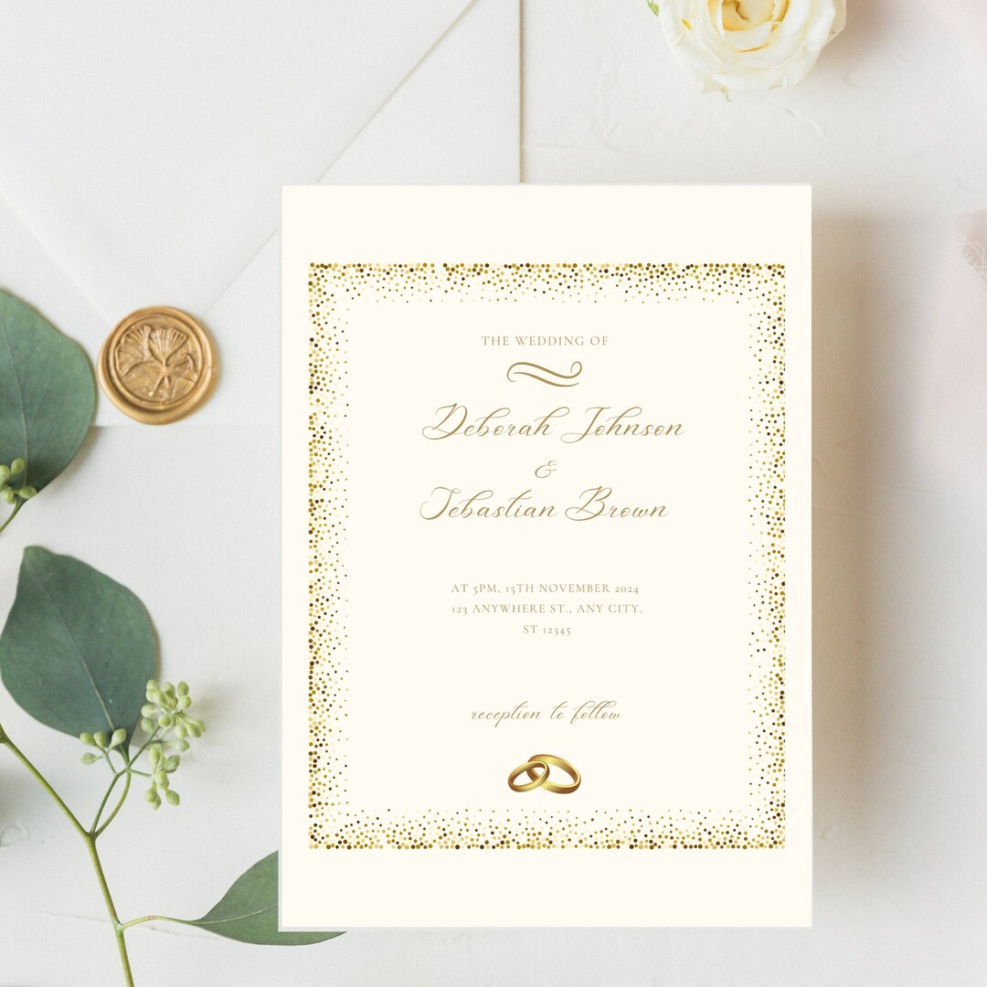 Minimalist Wedding Invitation Printable Editable Template Elegant ...