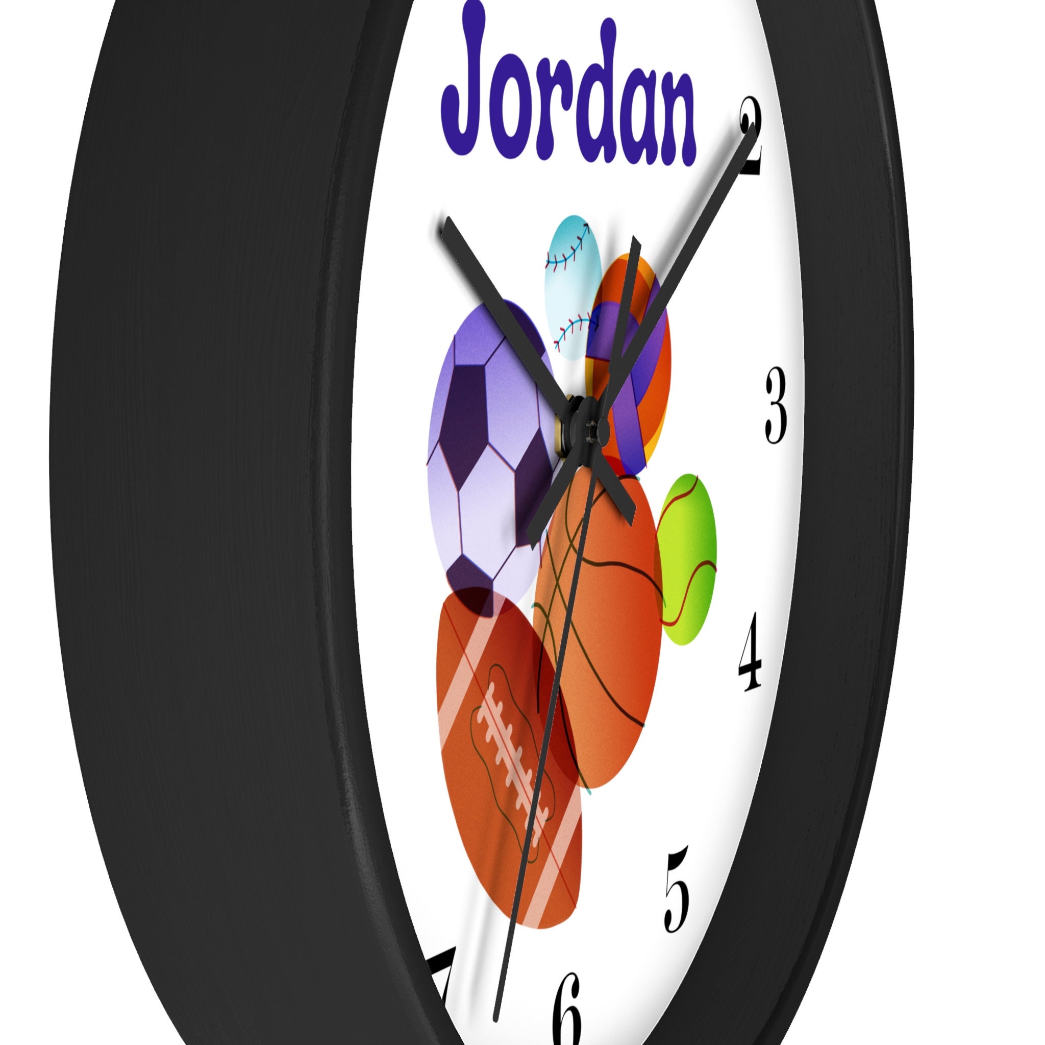 Personalized Sports Clock Kids Room Wall Decor Customized Kids Clock ...