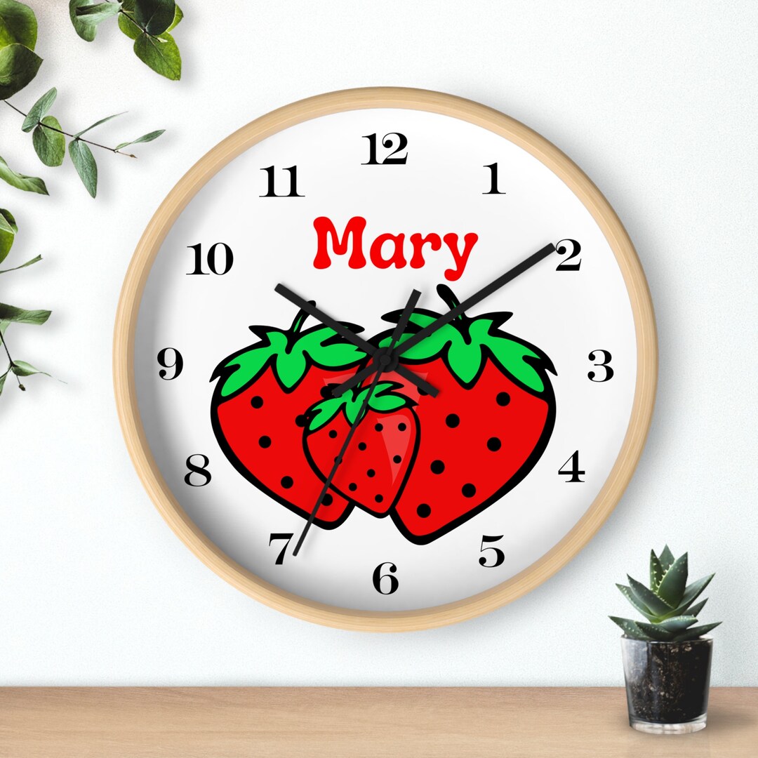 Personalized Strawberry Wall Clock Customized Fruit Theme Clock ...