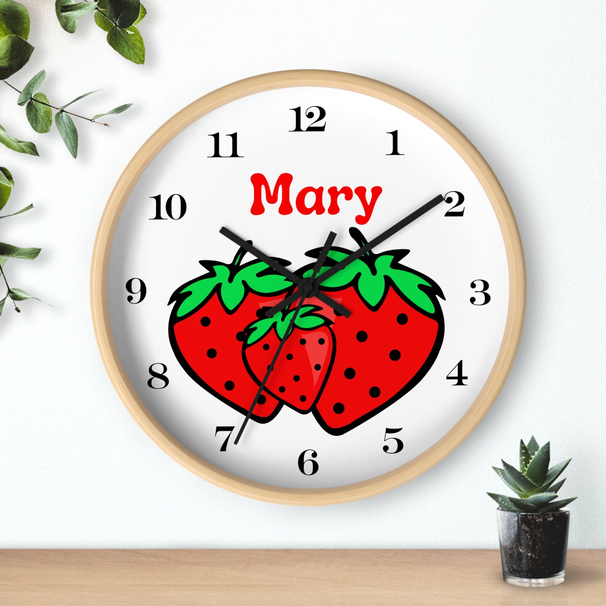 Personalized Strawberry Wall Clock Customized Fruit Theme Clock ...