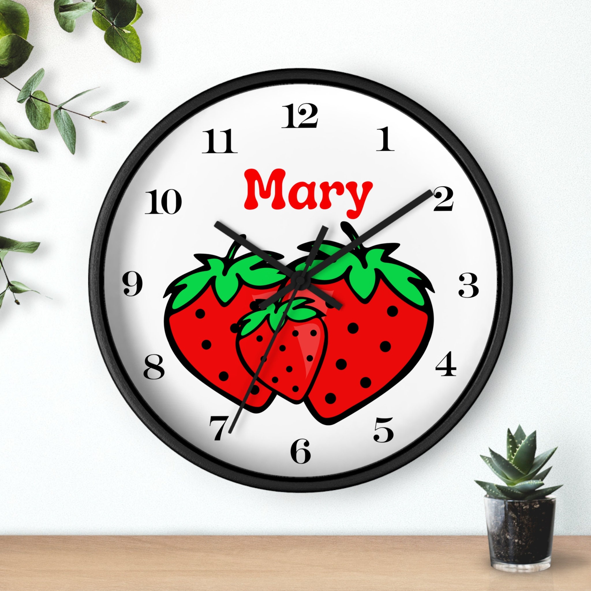 Personalized Strawberry Wall Clock Customized Fruit Theme Clock ...