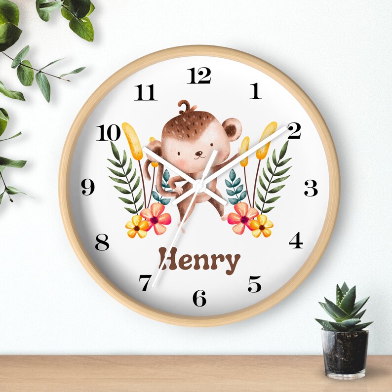 Personalized Monkey Clock Custom Kids Wall Decor Adorable - Etsy