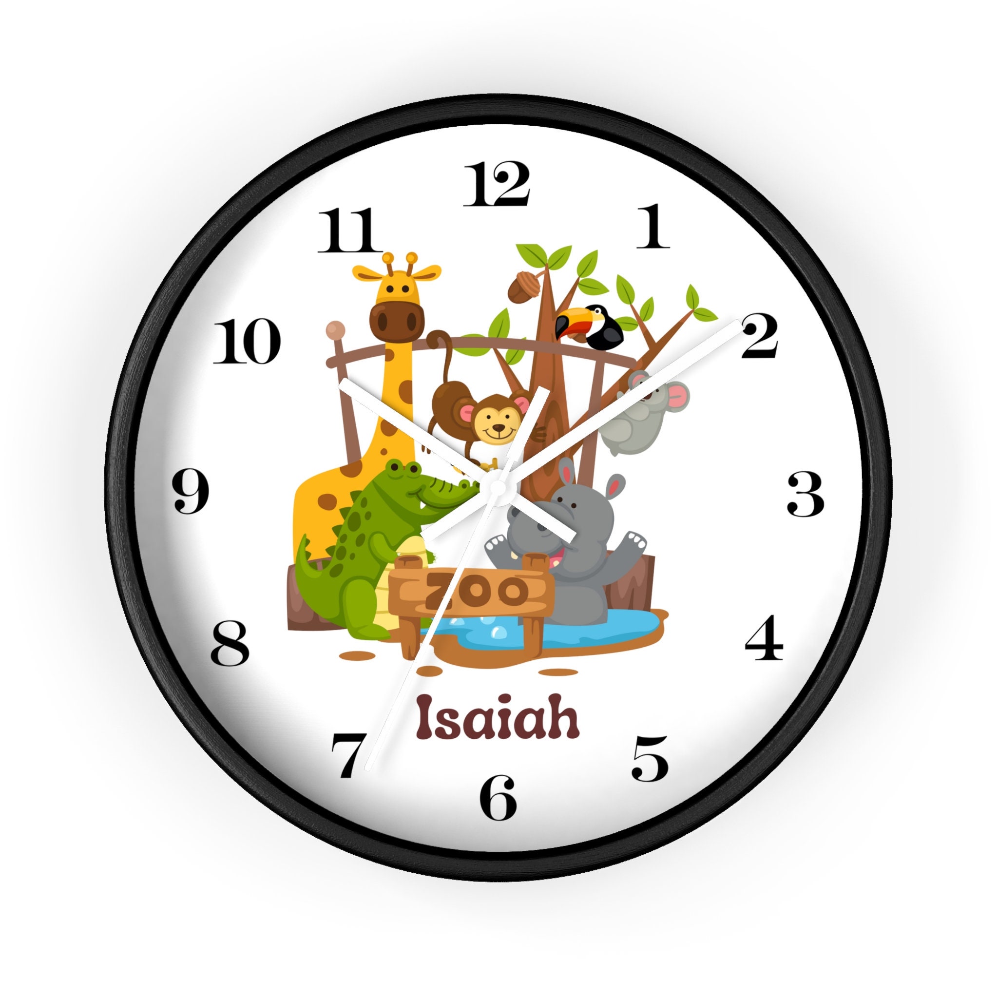 Personalized Zoo Animals Clock Custom Kids Wall Decor Safari - Etsy