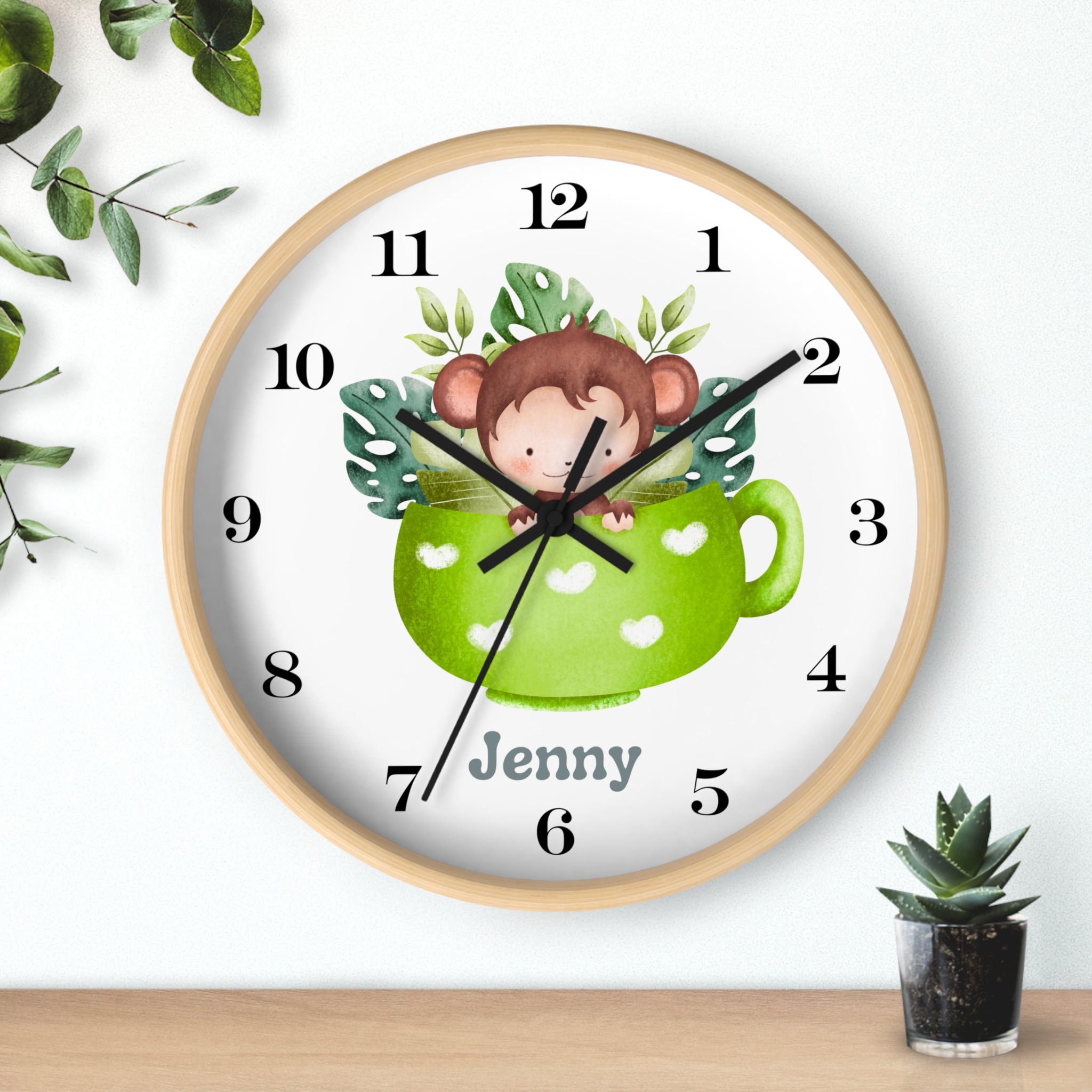 Personalized Monkey Clock Custom Kids Wall Decor Adorable Monkey Theme ...