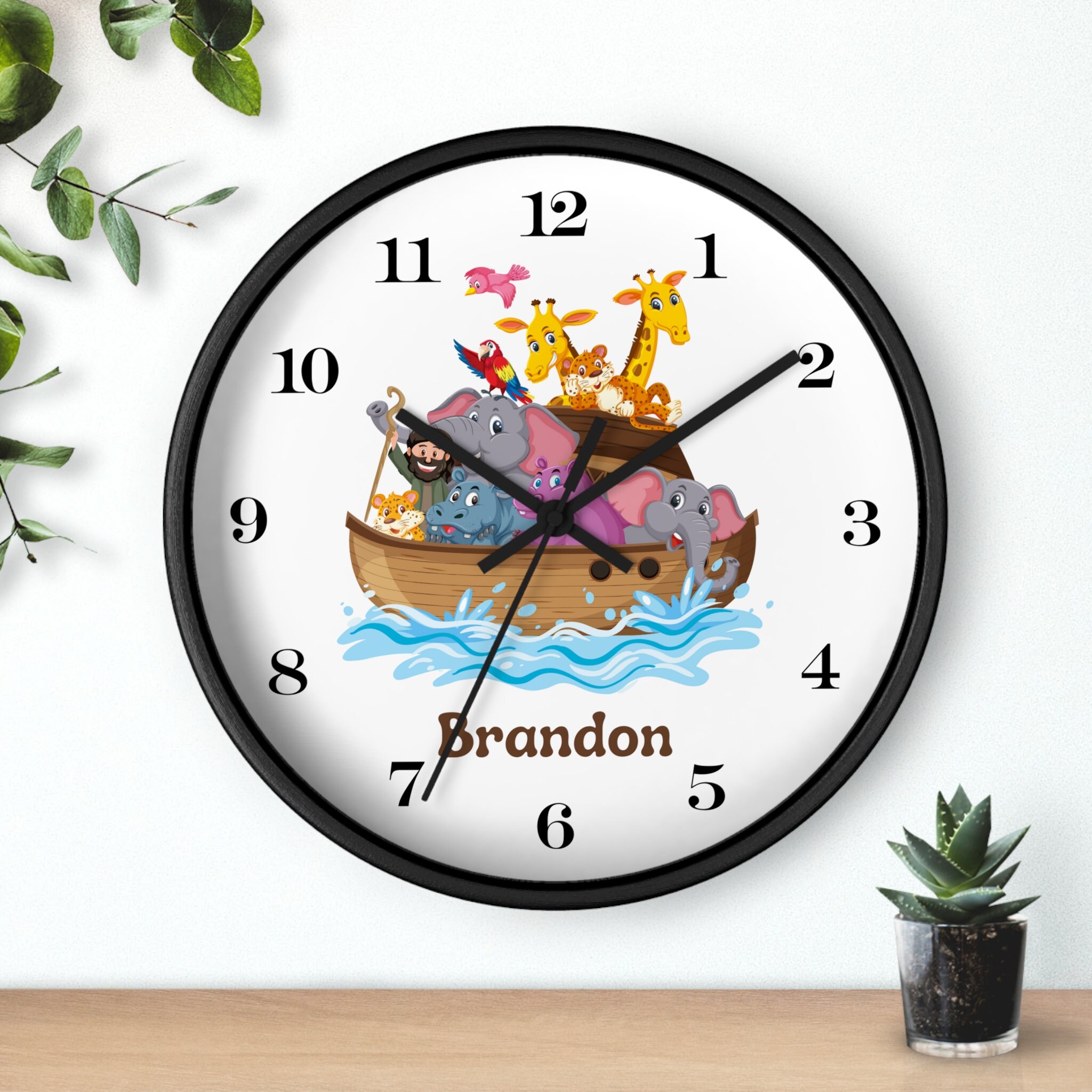 Custom Kids Wall Clock Personalized Noah's Ark Clock Noah's Ark Themed ...
