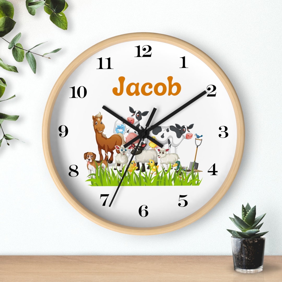 Personalized Farm Animal Clock Kids Room Wall Decor Farm Theme Room ...
