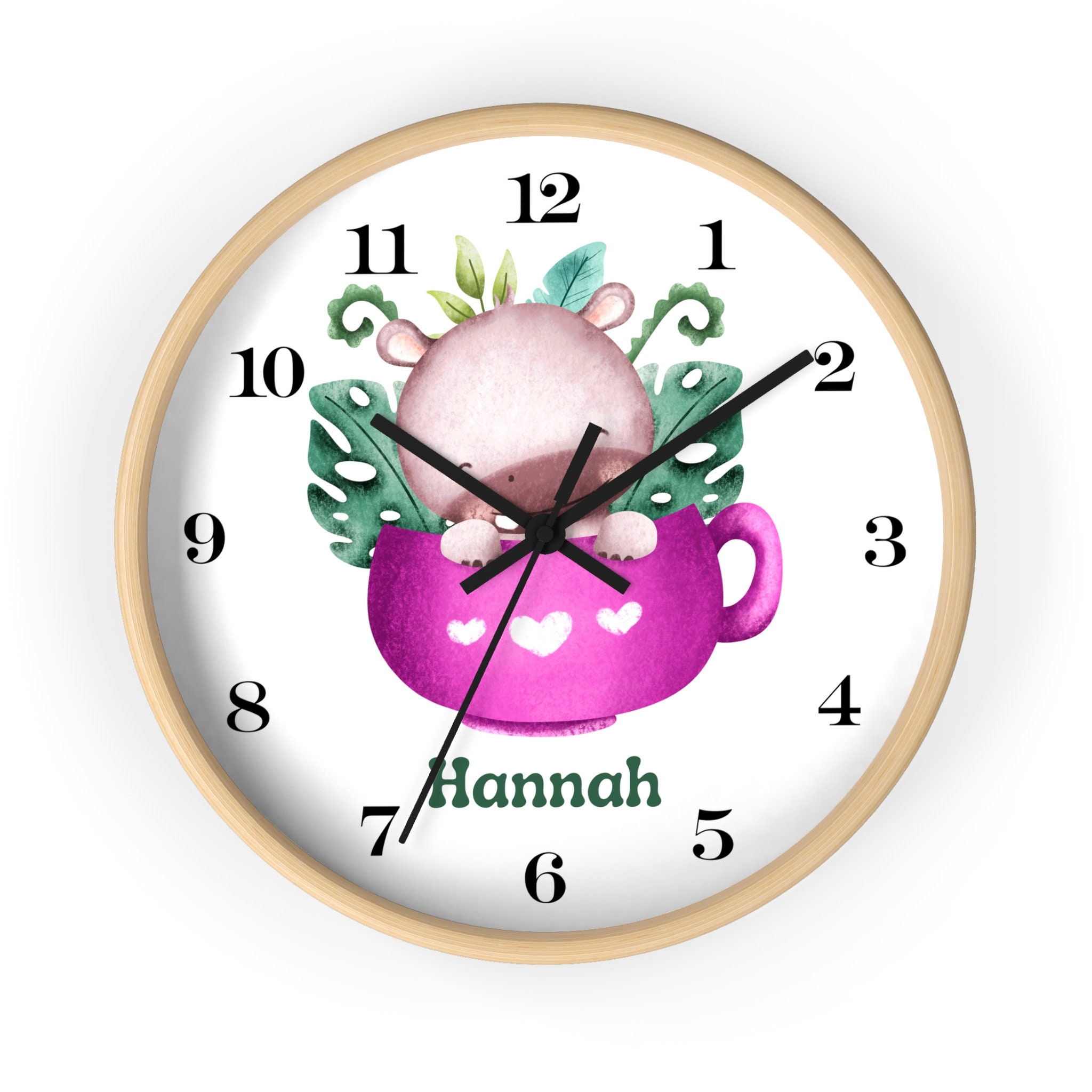 Personalized Hippo Clock Kids Wall Decor Hippo Theme Room - Etsy