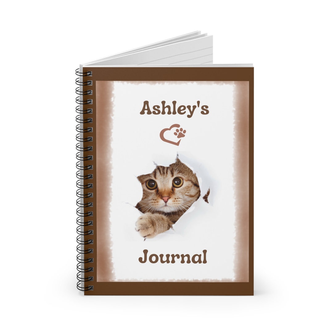 Personalized Kids Cat Journal Custom Children's Diary With Cute Cat ...