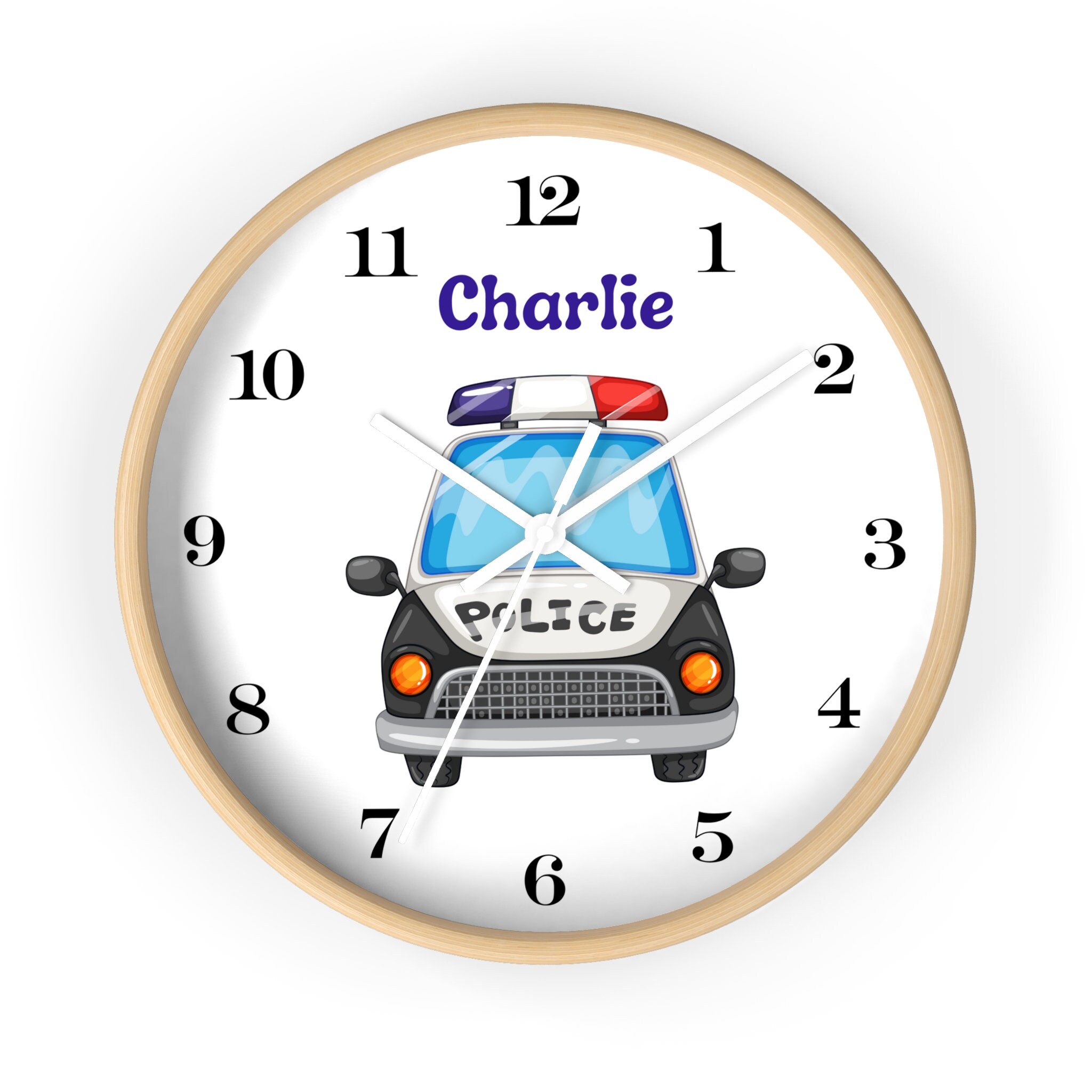 Personalized Police Clock Kids Wall Decor Police Theme Room Customized ...