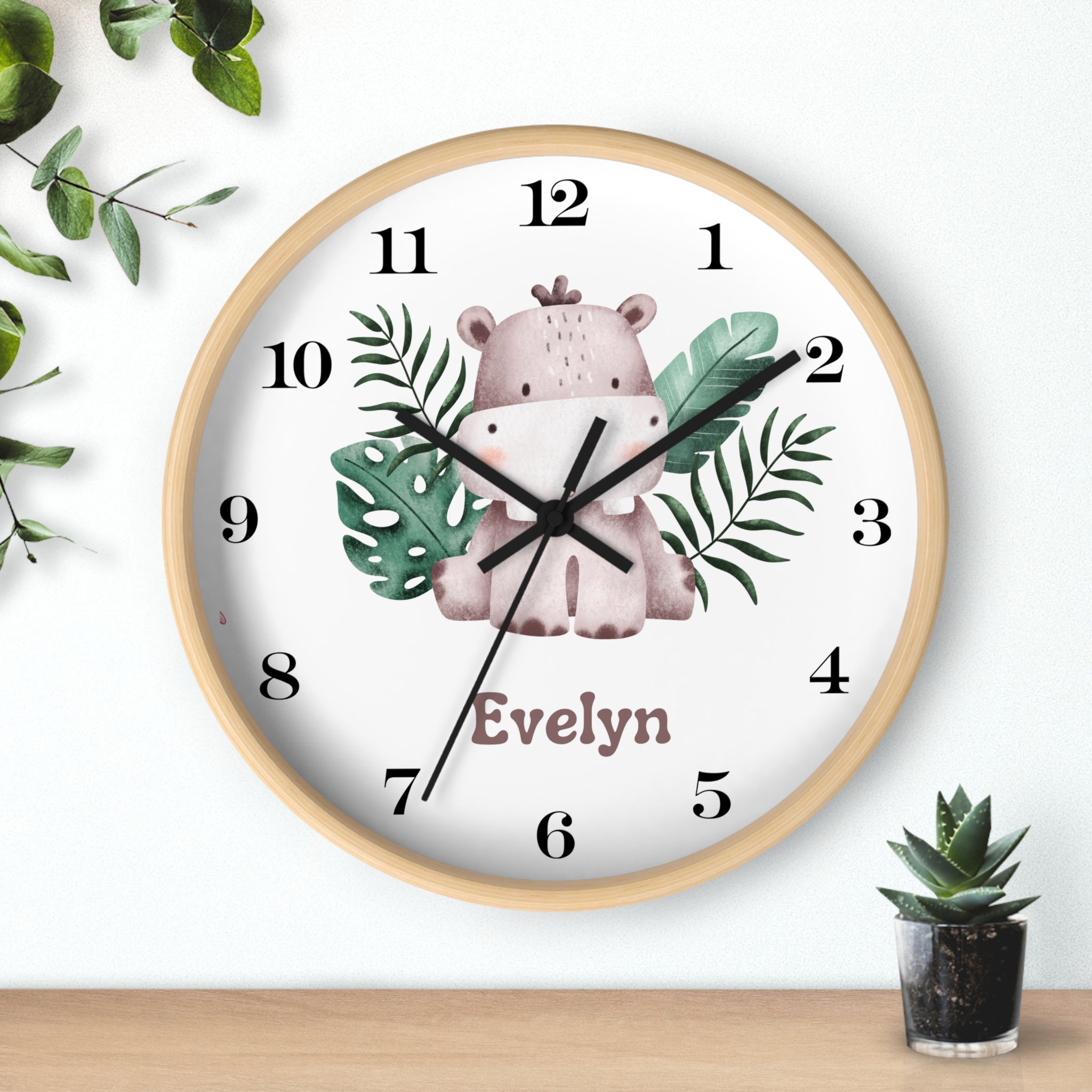 Personalized Hippo Clock Kids Wall Decor Hippo Theme Room - Etsy