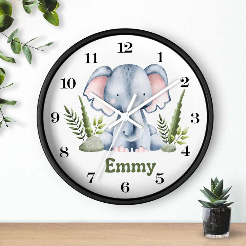 Personalized Elephant Clock Kids Wall Decor Elephant Theme Room ...