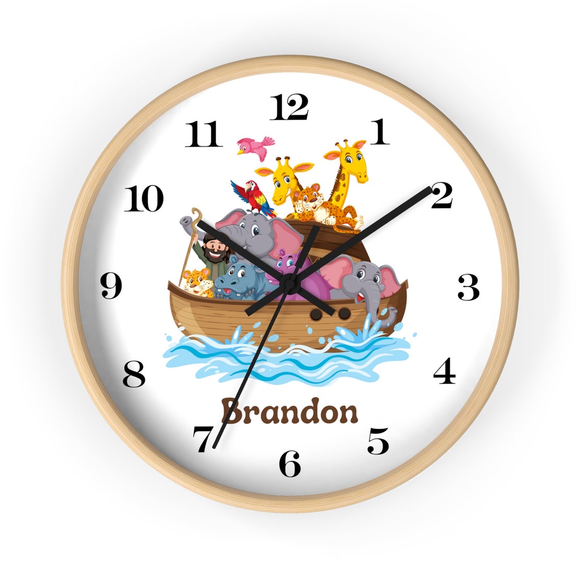 Custom Kids Wall Clock Personalized Noah's Ark Clock Noah's Ark Themed ...