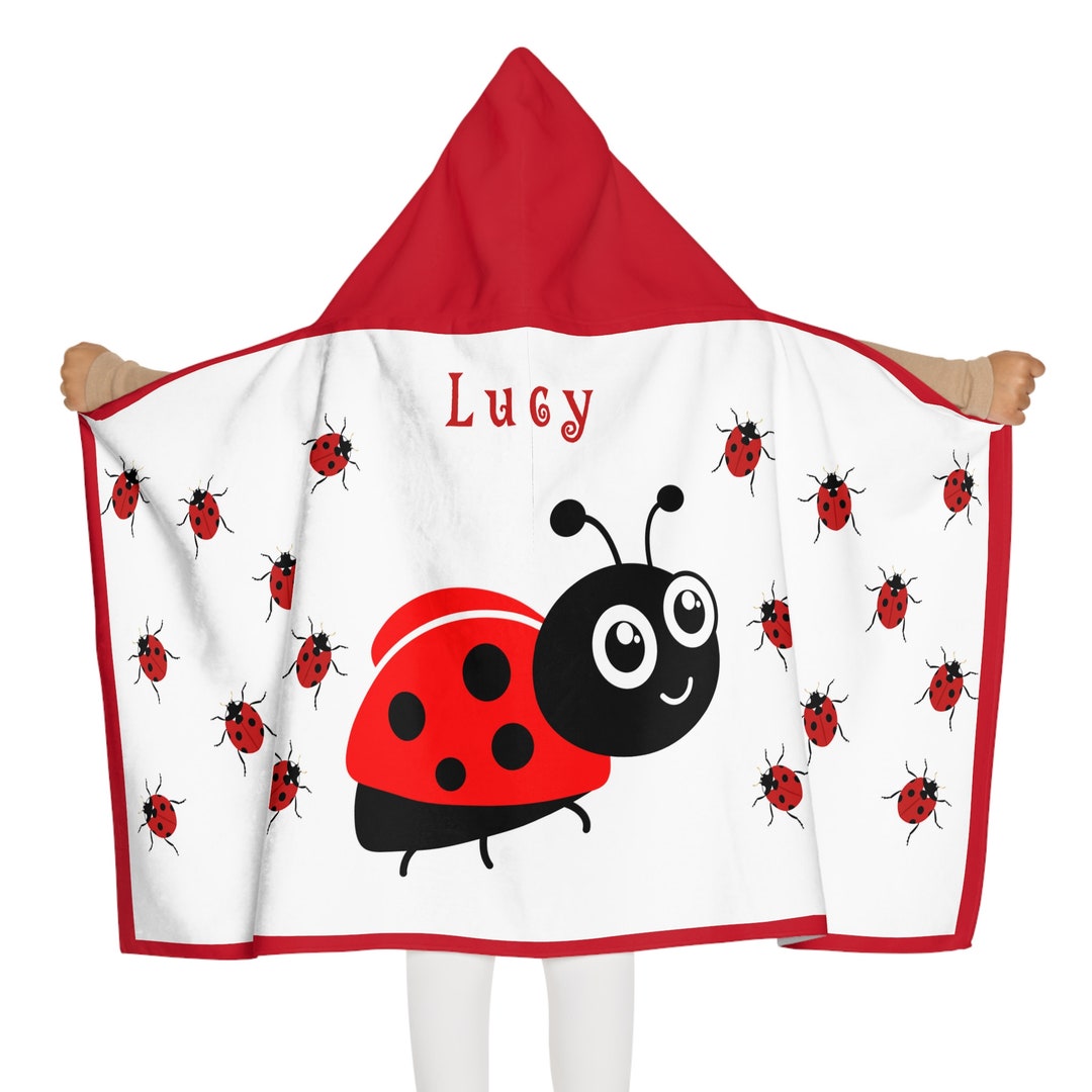 Personalized Kids Ladybug Hooded Towel Custom Name Bath Wrap Kids ...