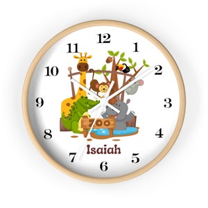 Personalized Zoo Animals Clock Custom Kids Wall Decor Safari - Etsy