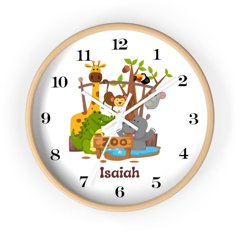 Personalized Zoo Animals Clock Custom Kids Wall Decor Safari - Etsy