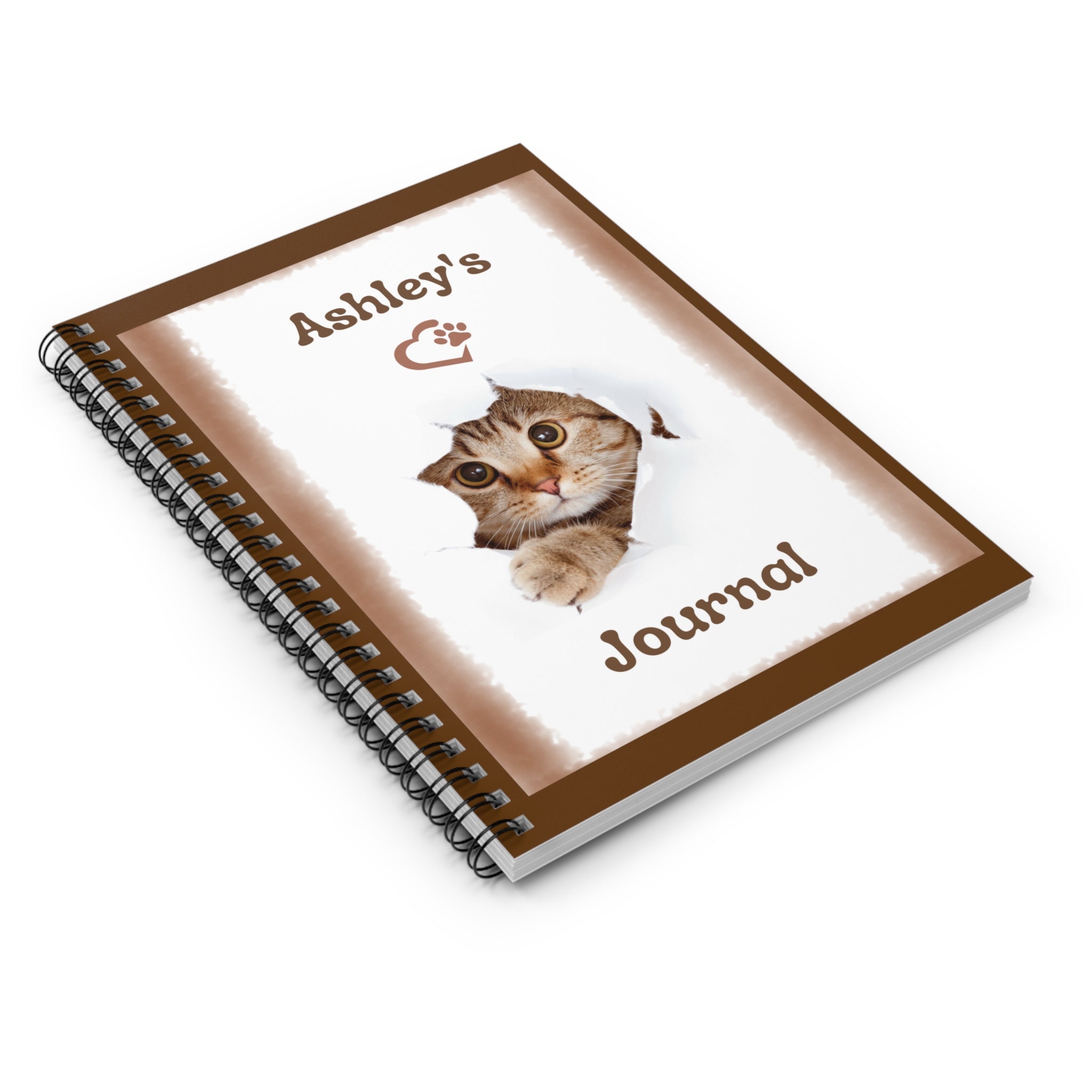 Personalized Kids Cat Journal Custom Children's Diary With Cute Cat ...
