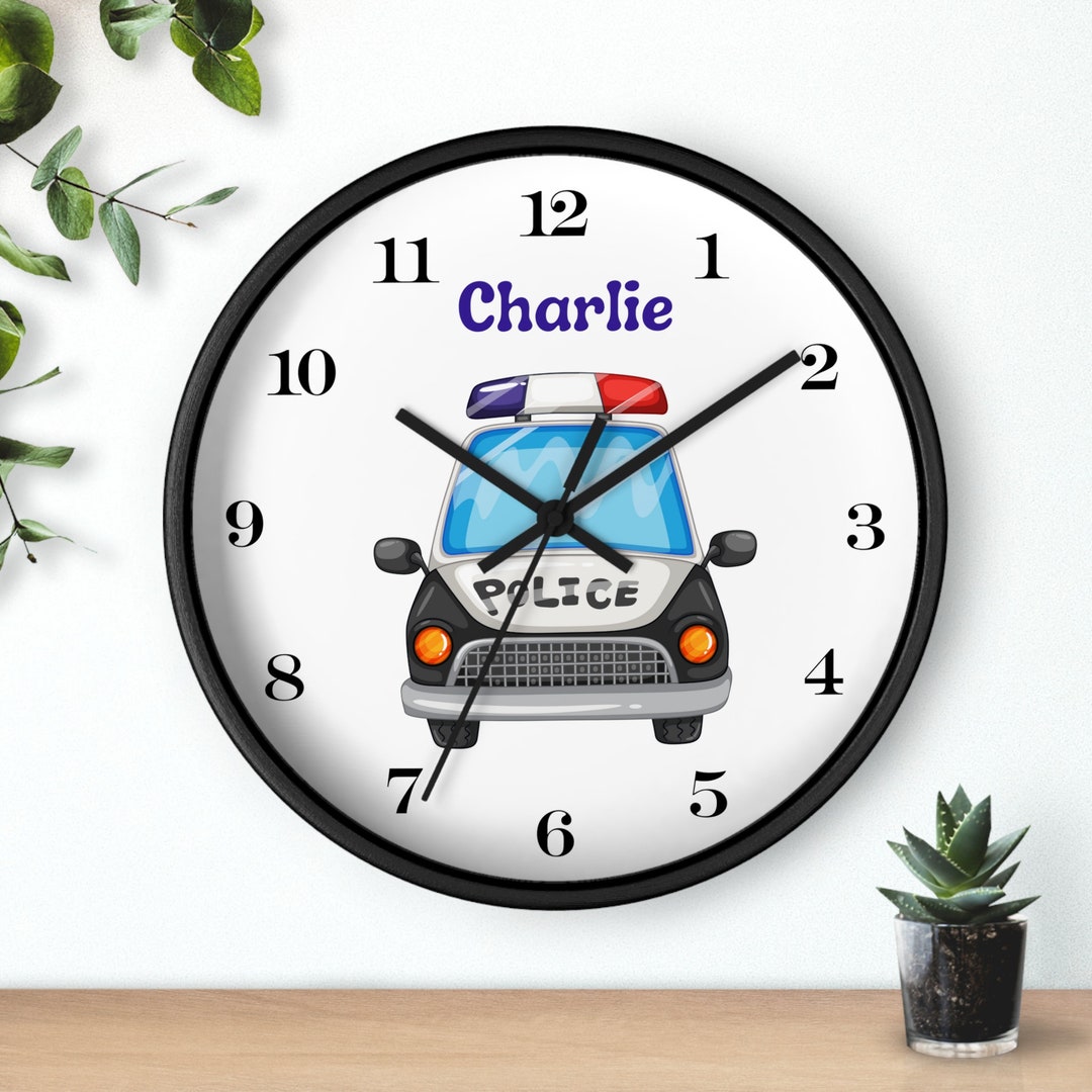 Personalized Police Clock Kids Wall Decor Police Theme Room Customized ...