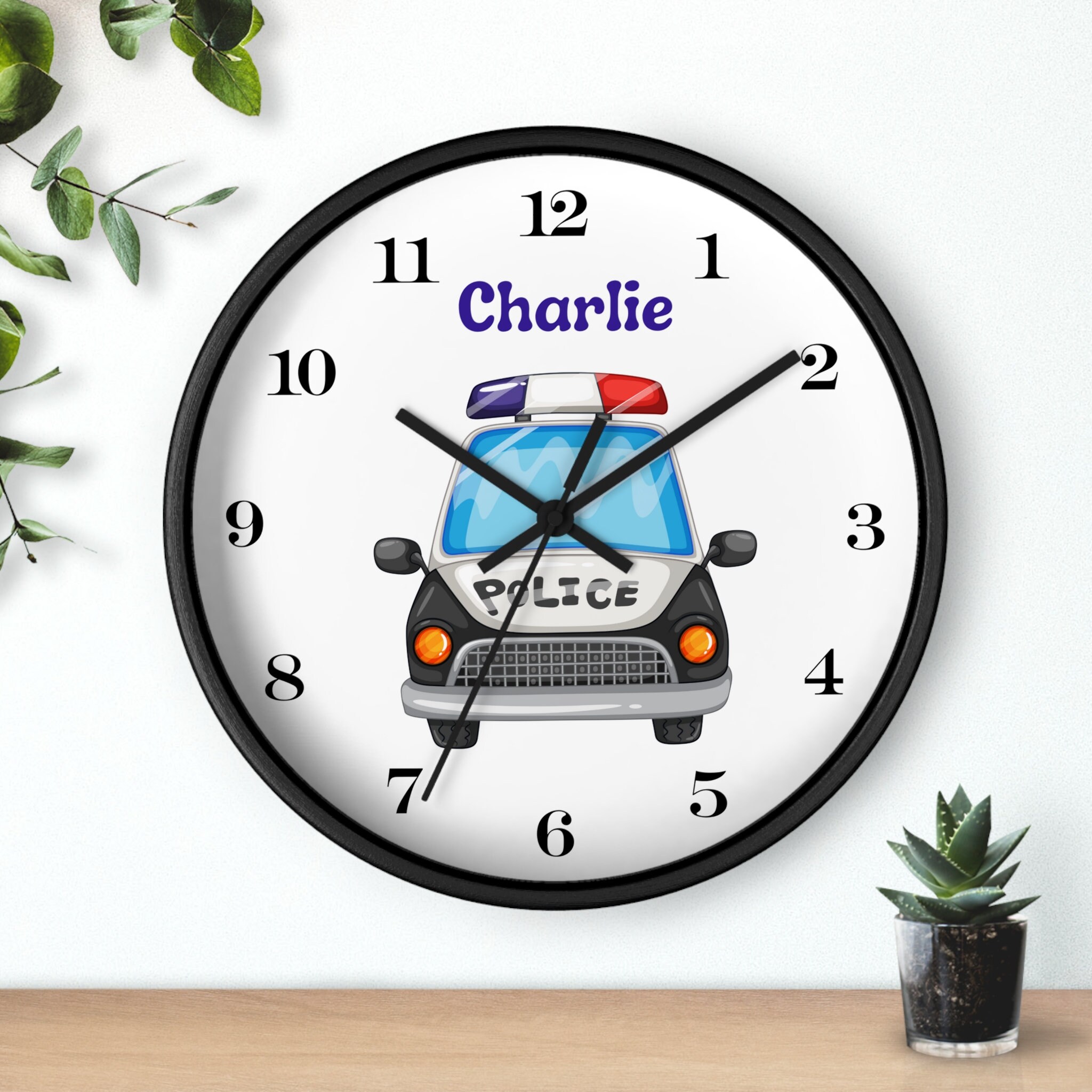 Personalized Police Clock Kids Wall Decor Police Theme Room Customized ...