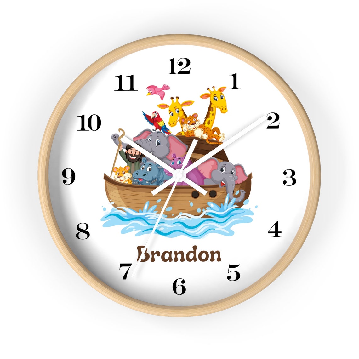 Custom Kids Wall Clock Personalized Noah's Ark Clock Noah's Ark Themed ...