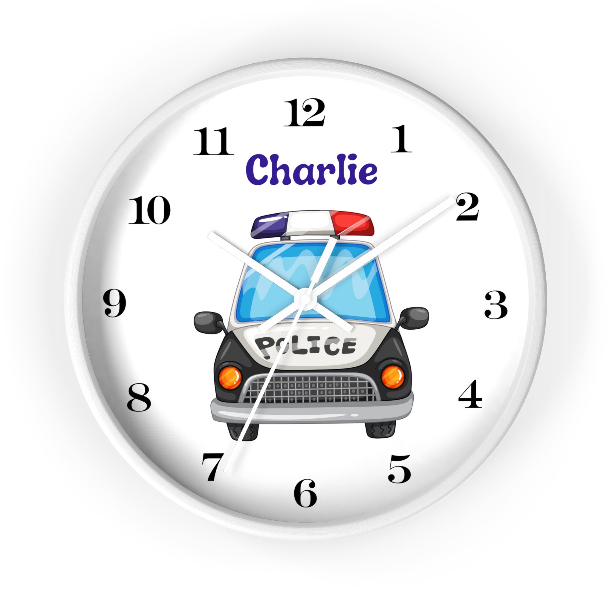 Personalized Police Clock Kids Wall Decor Police Theme Room Customized ...