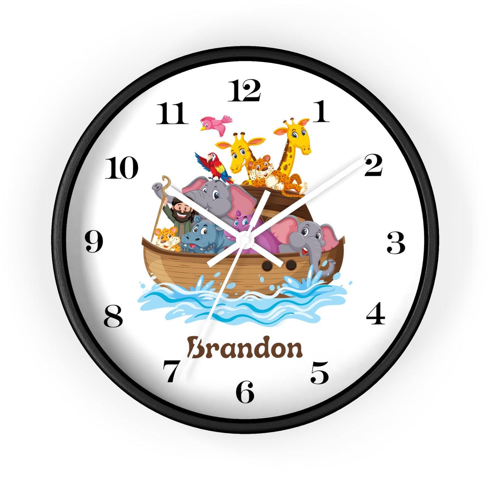 Custom Kids Wall Clock Personalized Noah's Ark Clock Noah's Ark Themed ...