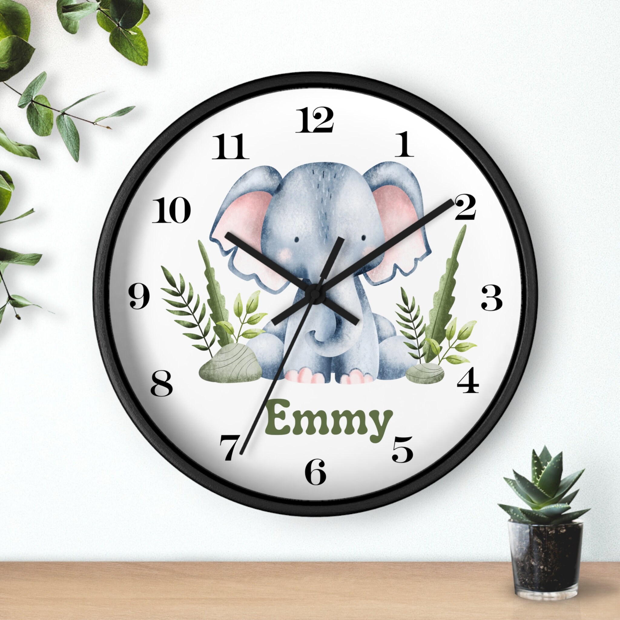 Personalized Elephant Clock Kids Wall Decor Elephant Theme Room ...
