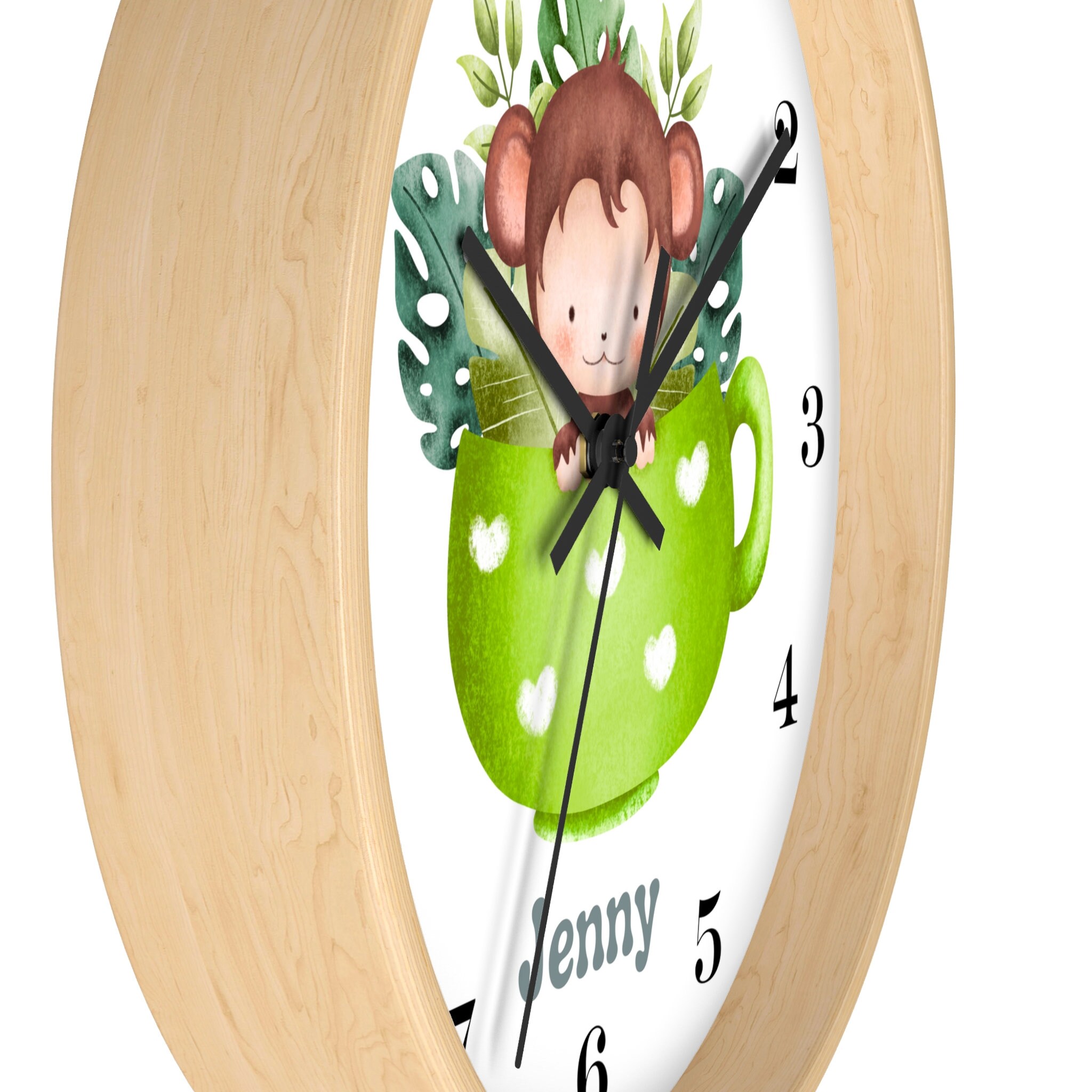 Personalized Monkey Clock Custom Kids Wall Decor Adorable Monkey Theme ...