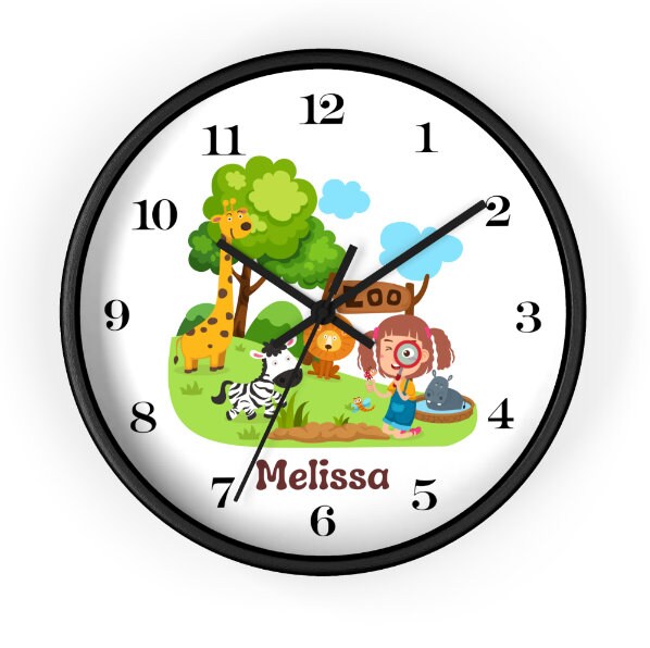Personalized Zoo Animals Clock Custom Kids Wall Decor Safari Theme ...