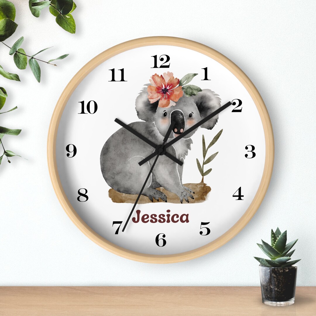 Personalized Koala Bear Clock Custom Kids Wall Decor Adorable Koala ...
