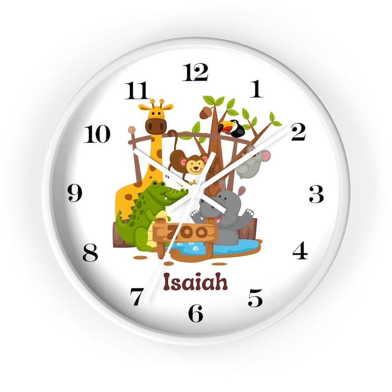 Personalized Zoo Animals Clock Custom Kids Wall Decor Safari - Etsy