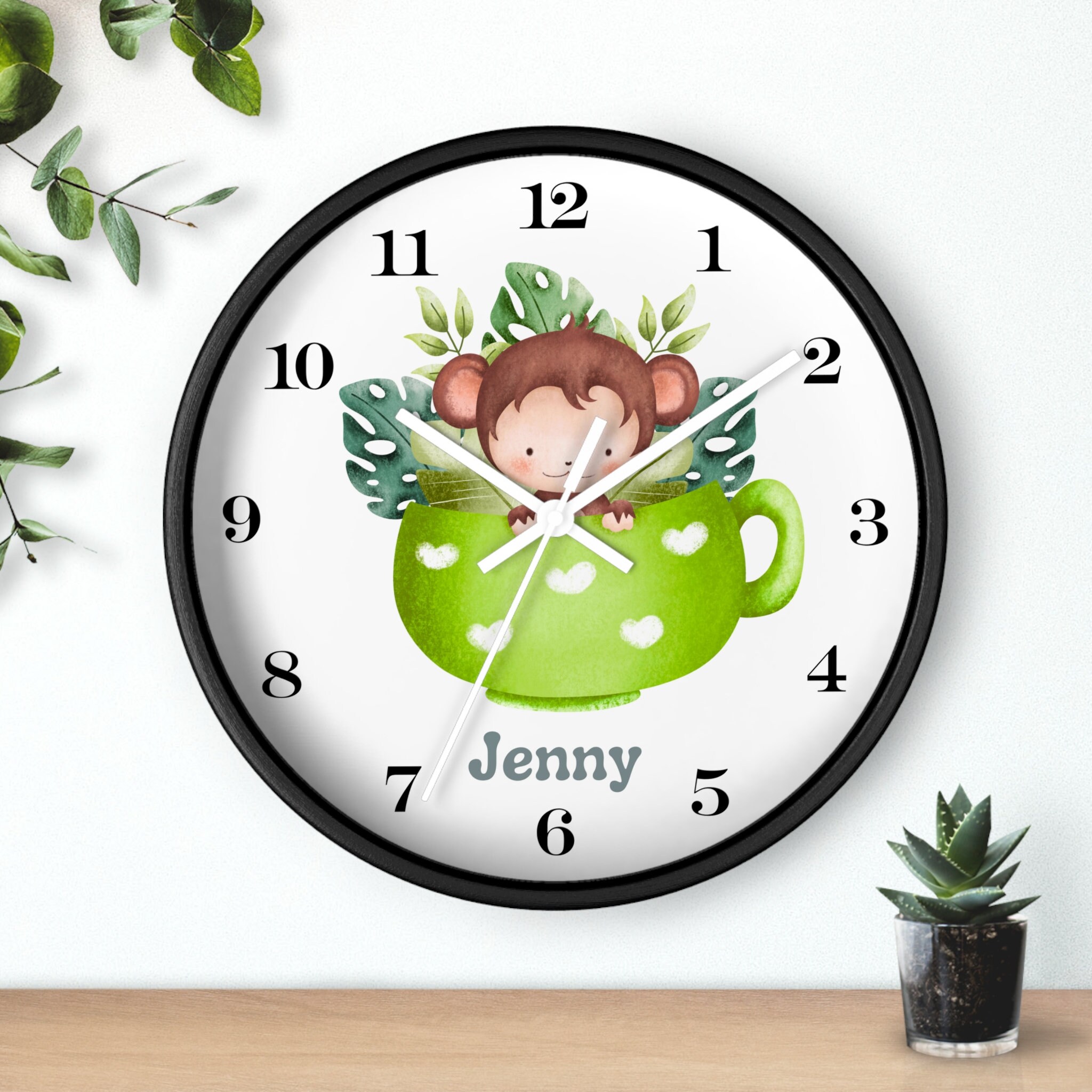 Personalized Monkey Clock Custom Kids Wall Decor Adorable Monkey Theme ...