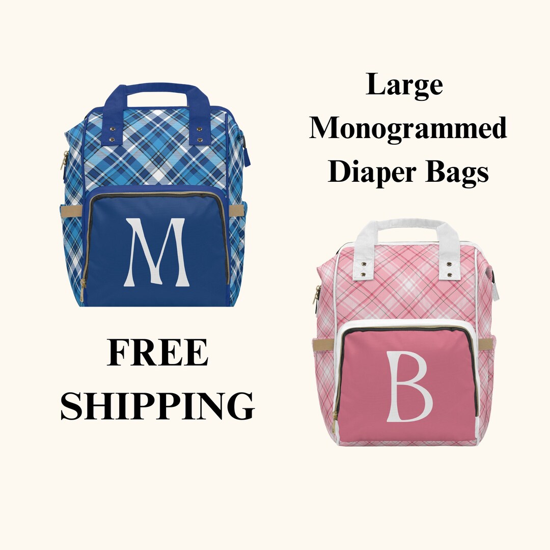 MONOGRAMMED Plaid Diaper Bag Personalized Diaper Bag Custom - Etsy
