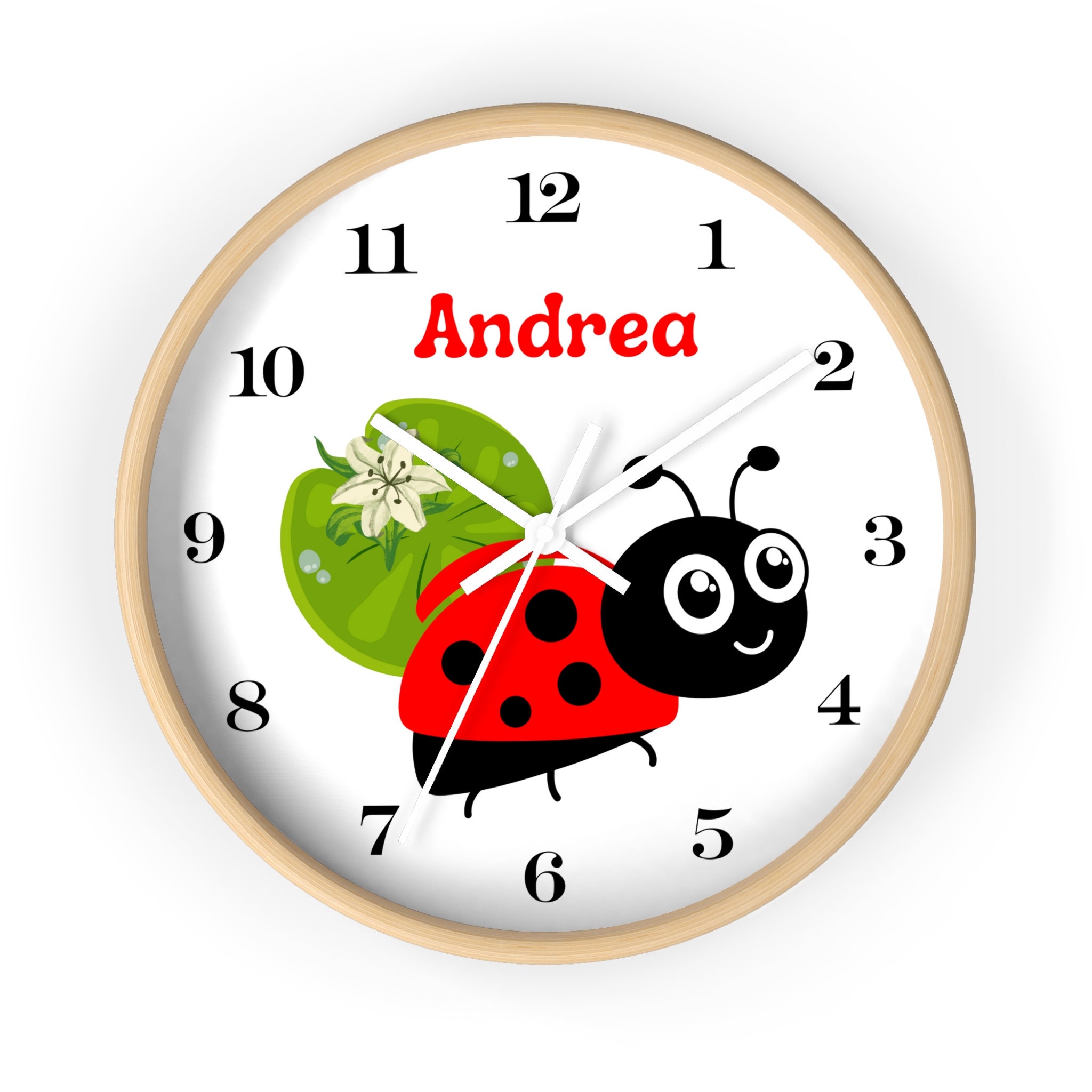 Personalized Ladybug Clock Kids' Room Wall Decor Customized Kids Clock ...