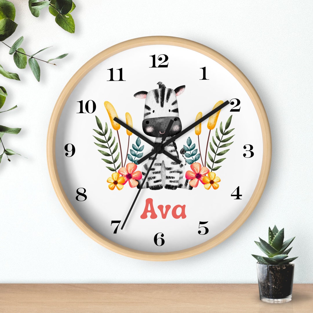 Personalized Zebra Clock Kids Wall Decor Zebra Theme Room Customized ...