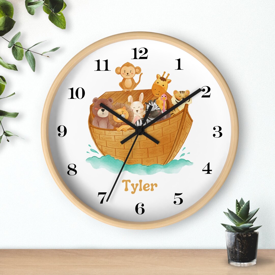 Custom Kids Wall Clock Personalized Noah's Ark 10 Clock Noah's Ark ...