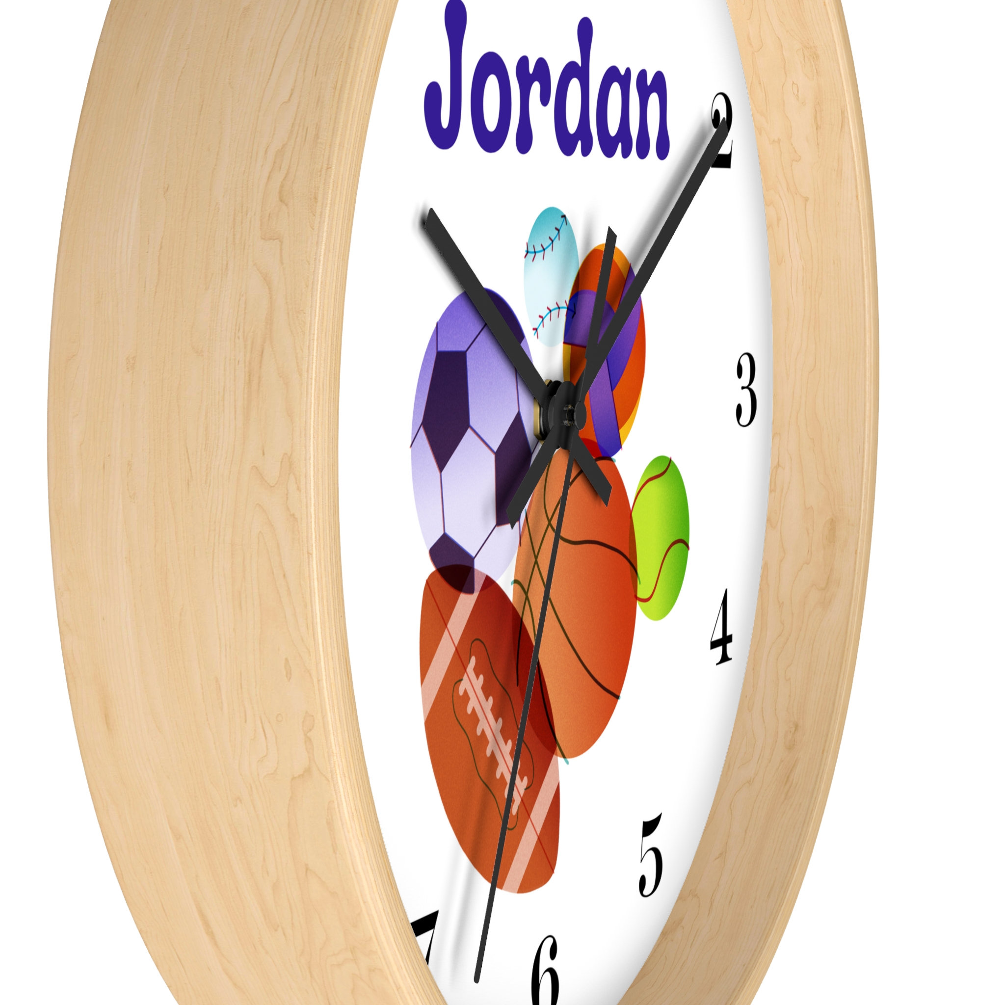 Personalized Sports Clock Kids Room Wall Decor Customized Kids Clock ...