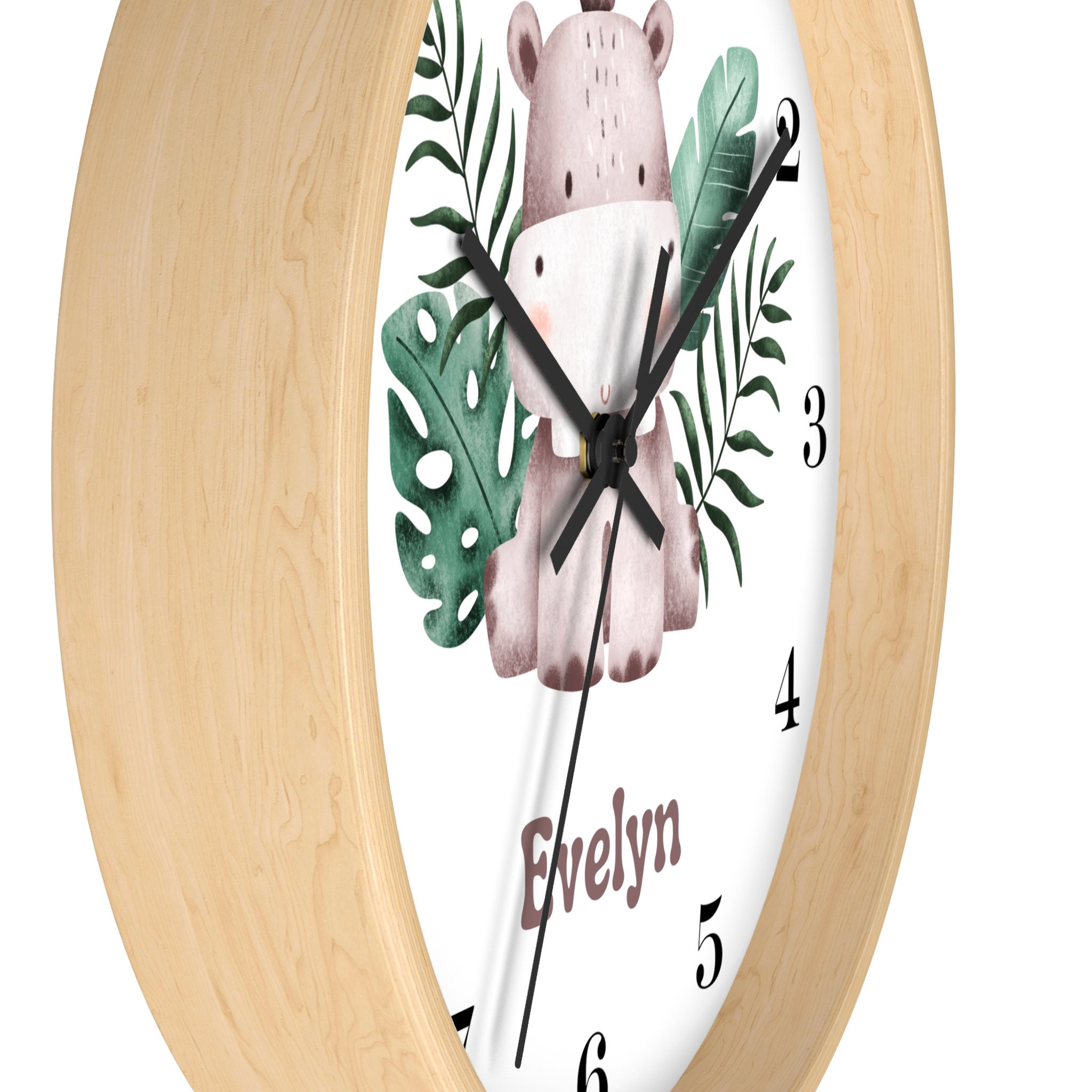 Personalized Hippo Clock Kids Wall Decor Hippo Theme Room - Etsy