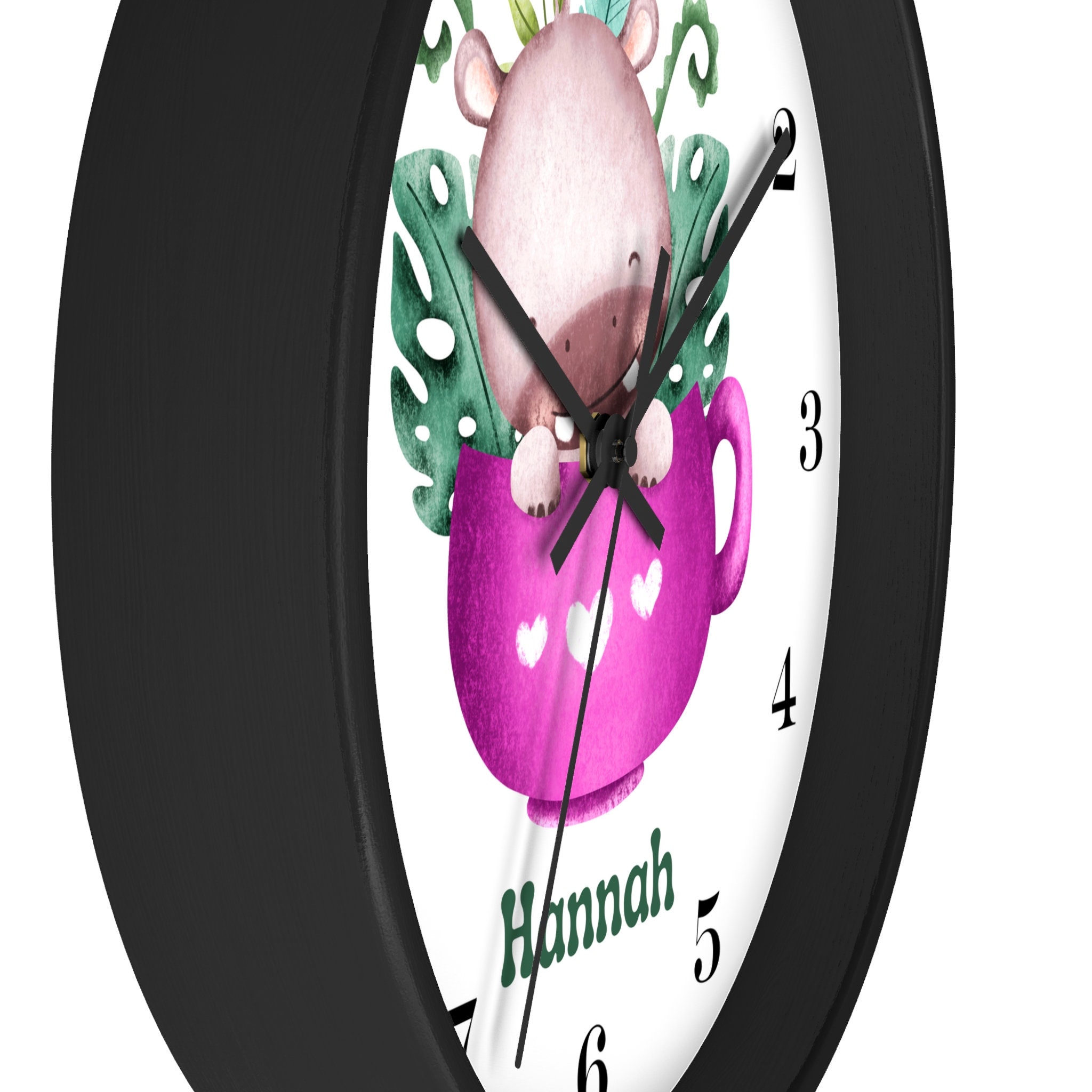 Personalized Hippo Clock Kids Wall Decor Hippo Theme Room - Etsy